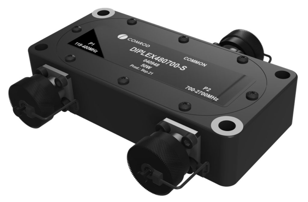 Diplexer, UHF/L-S Band (LTE), Small Form Factor, 118-480 MHz, 700-2700 ...